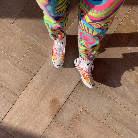 bonjour | Pants & Jumpsuits | Rare Vintage Retro Rainbow High Waisted ...